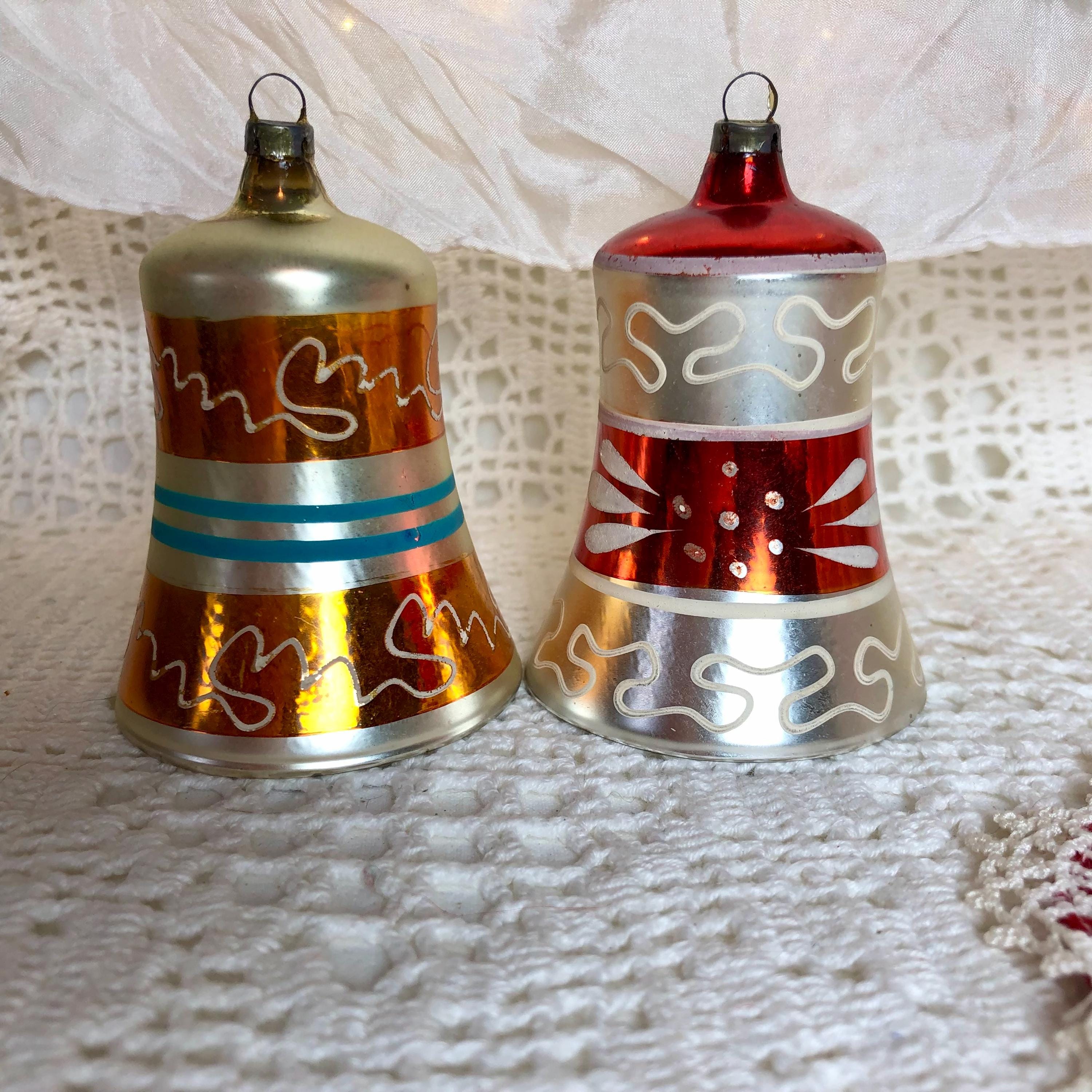 Two Large Vintage Mercury Glass Bells - Made in Germany - Etsy