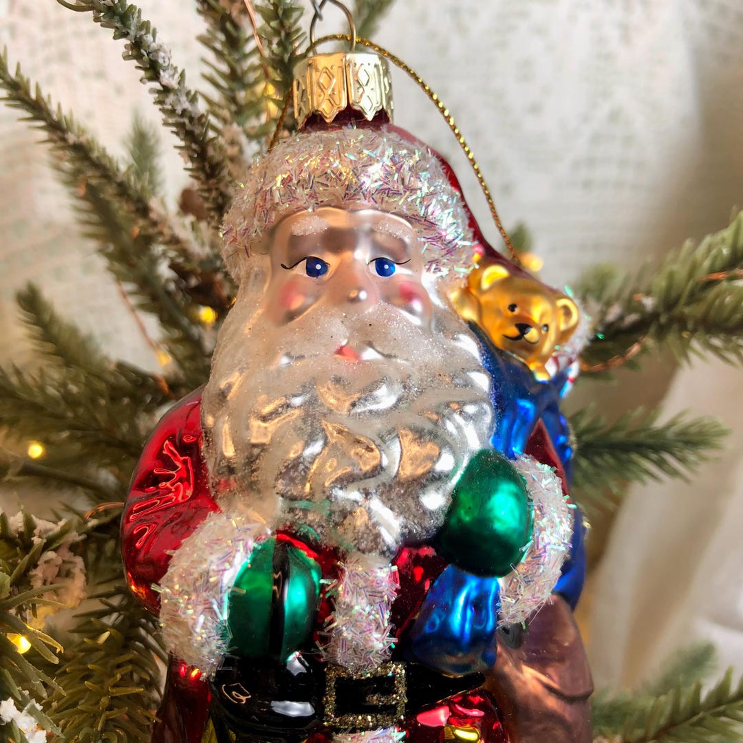 Large Vintage Mercury Glass Santa With Musical Instruments - Made in ...