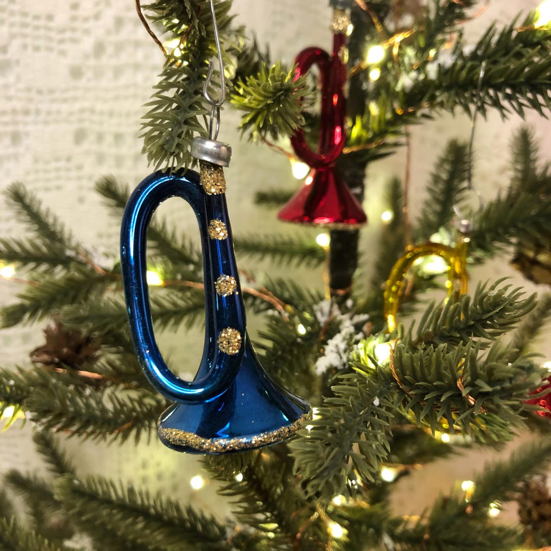 Set of Five Mercury Glass Trombone Christmas Tree Ornaments - Etsy