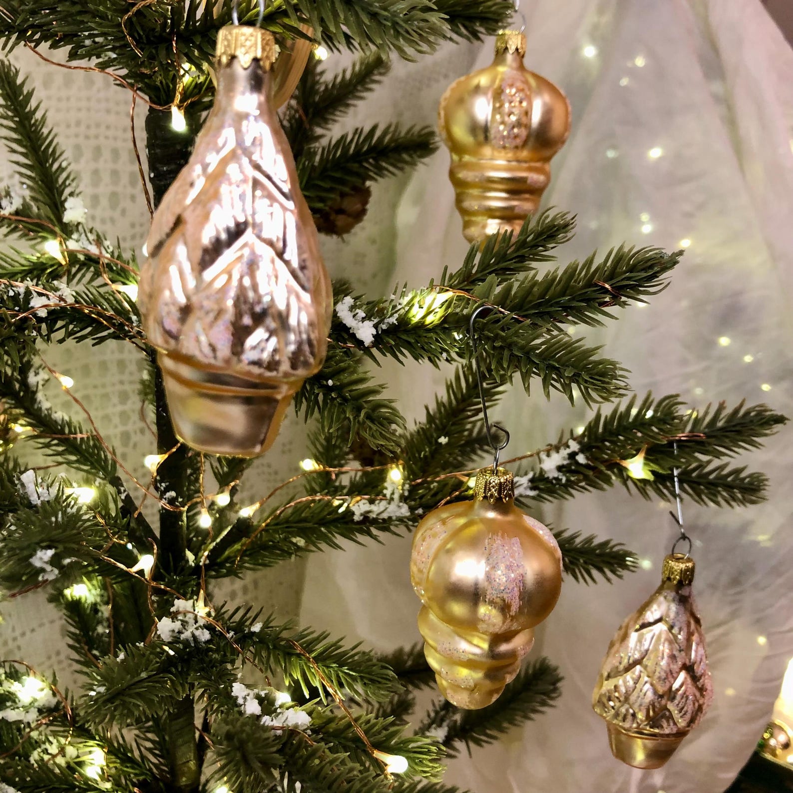 Set of Six Gold Vintage Mercury Glass Christmas Tree Ornaments - Etsy