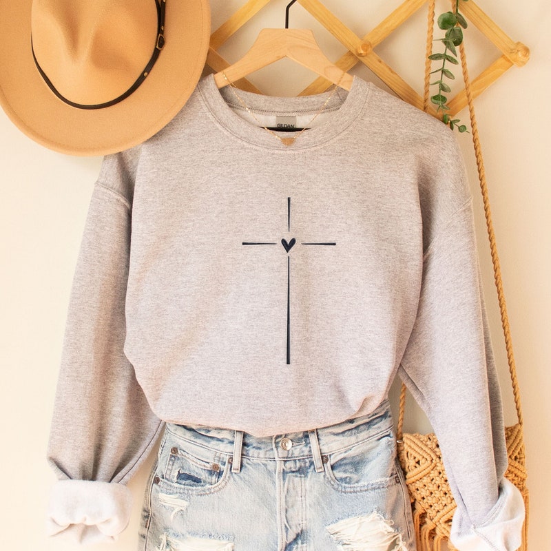 Heart and Cross Sweatshirt - Etsy