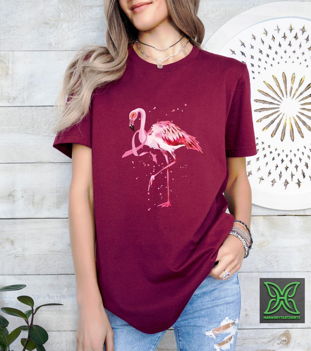 Pink Flamingo Tshirt,flamingo Breast Cancer Tee,breast Cancer Awareness ...