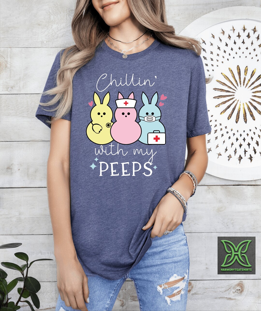 Chillin With My Peeps Nurse Shirt,easter Bunny Nurse Tshirt,funny ...