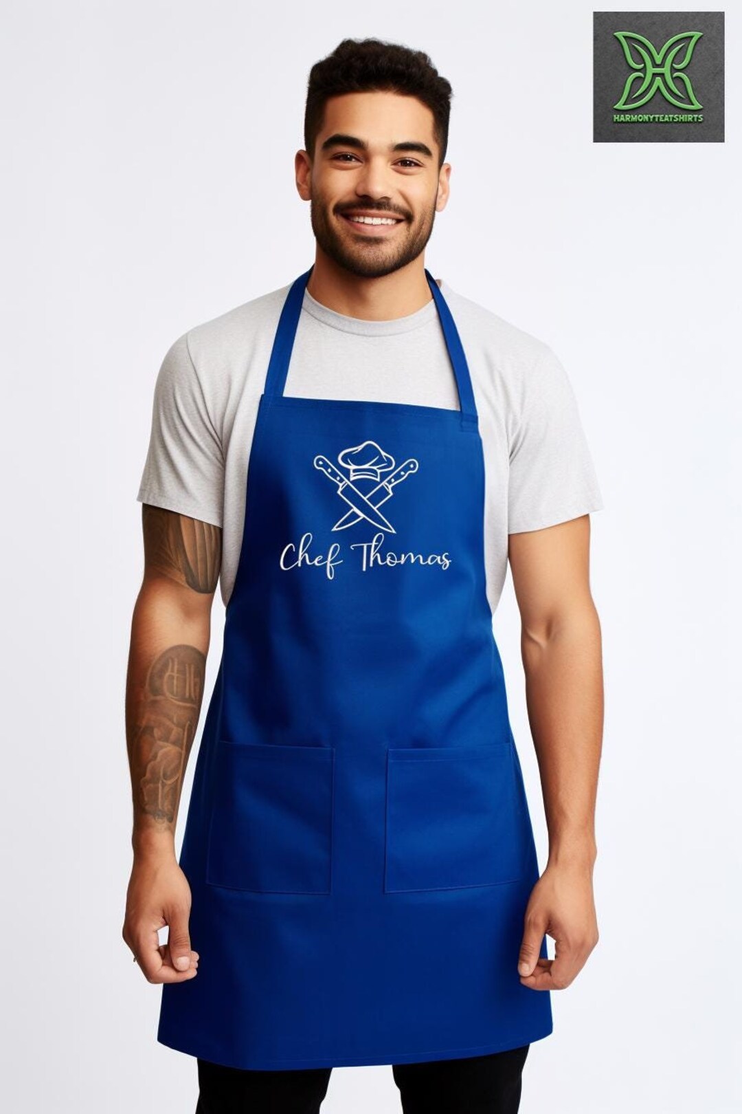 Embroidered Matching Apron With Names, Personalized Chef Embroidery ...