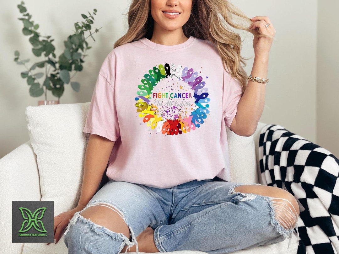 Fight Cancer in All Colors Comfort Colors® T-shirt,all Cancer Ribbon ...