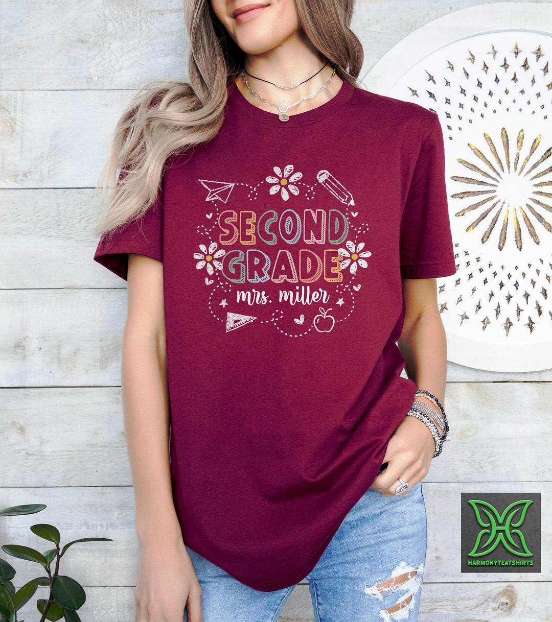 Custom Second Grade Shirt,retro 2nd Grade Teacher Name Tee, 2nd Grade ...
