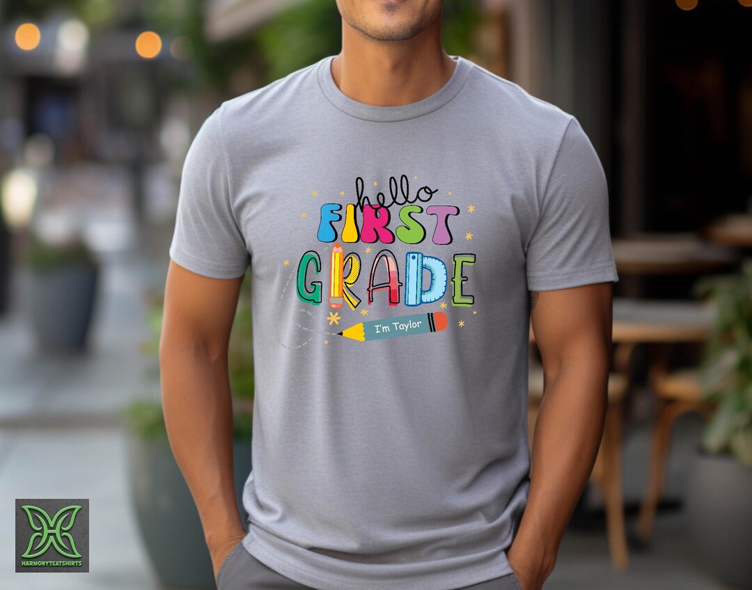 Hello First Grade Pencil Name Shirt,back to School Toddler Gift,my ...