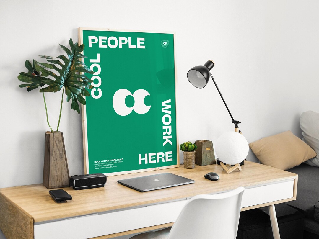 Typography Print, Cool People Work Here, Inspirational Wall Art, Red ...