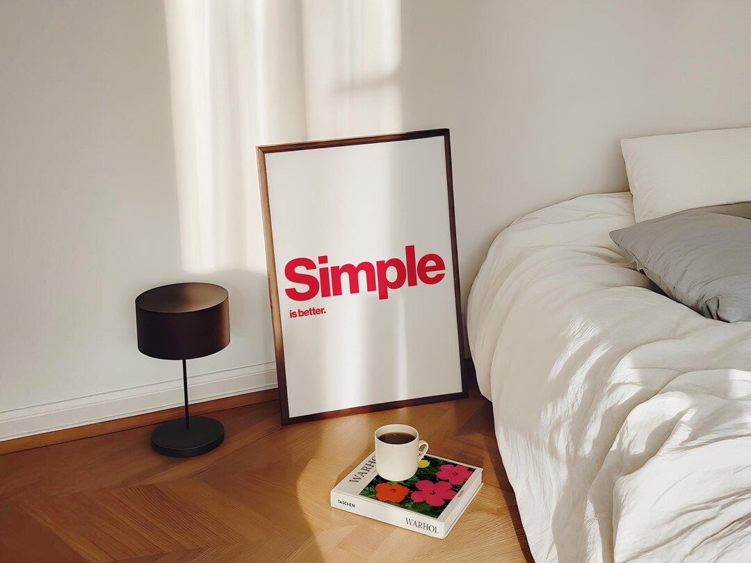 Typography Print, Simple is Better, Minimalist Wall Art, Red and White ...
