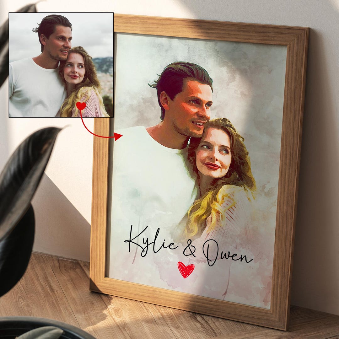 Custom Watercolour Couple Portrait, Valentine's Day Gift, Couple Gift ...