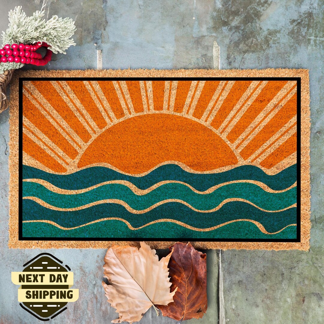 Vibrant Boho Sunset Doormat, Retro Doormat, Boho Decor, Outdoor Decor ...