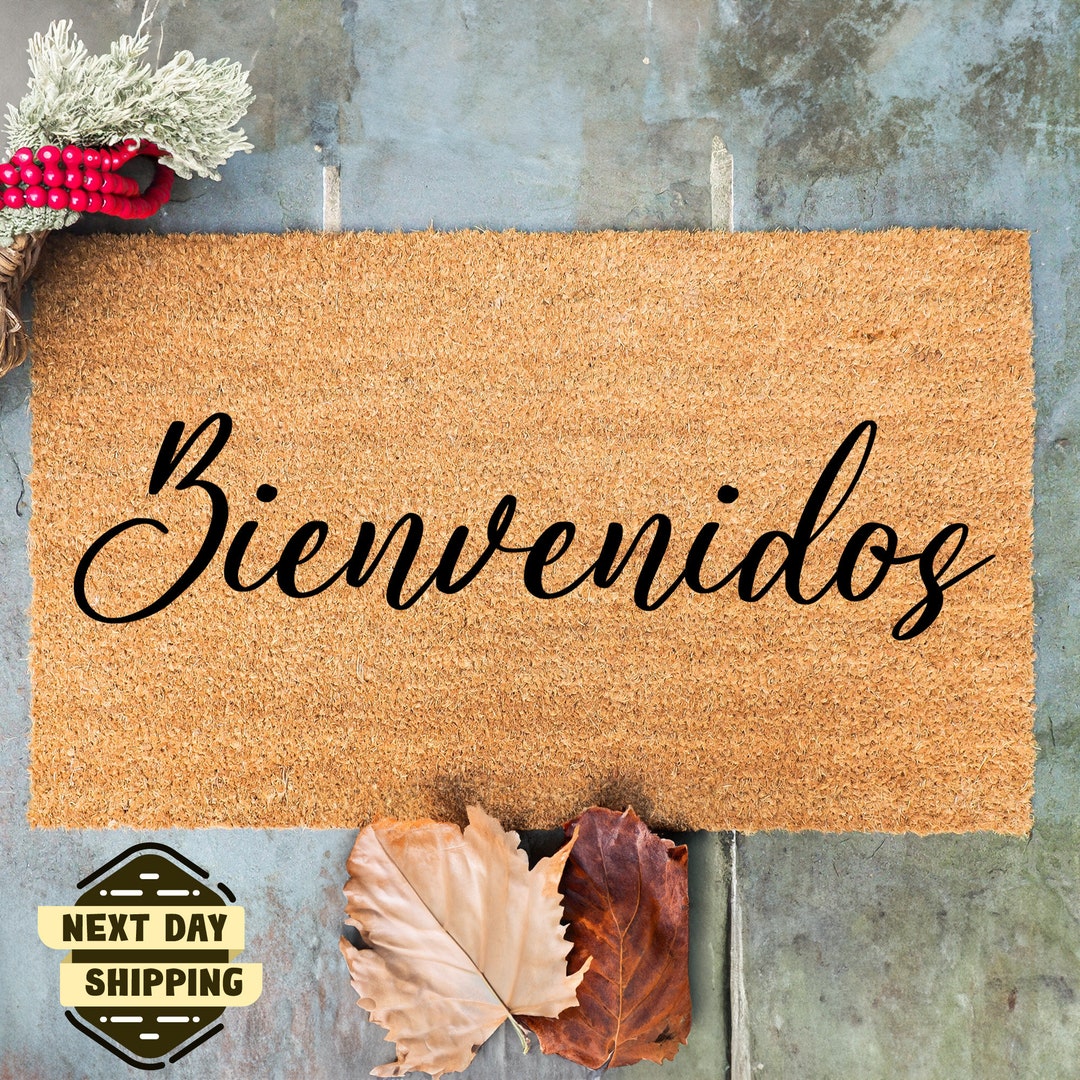 Bienvenidos Doormat, Cursive Script Door Mat, New Home Gift, Welcome ...