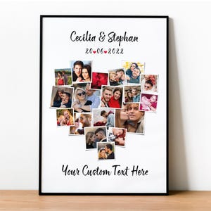 Custom Heart Shape Photo Collage, Valentine's Day Gift, Framed Print ...