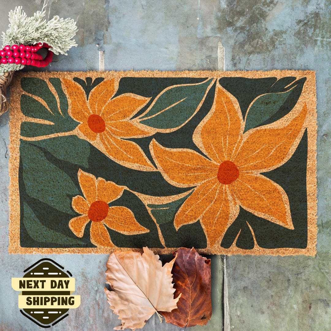 Floral Doormat, Coir Doormat, Bohemian Decoration, Colorful Doormat ...