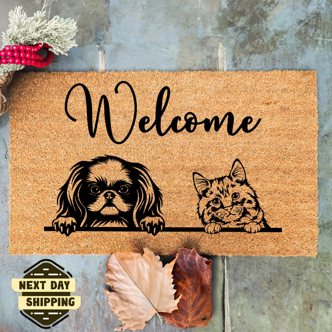 Personalized Dog and Cat Gift, Welcome Mat Cats and Dogs, Custom Dog ...