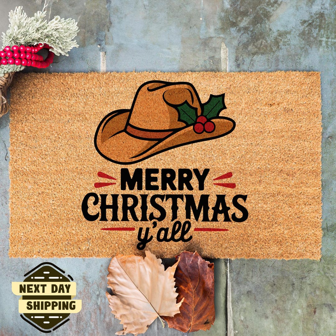 Merry Christmas Y'all Doormat, Western Style, Western Decor, Christmas ...