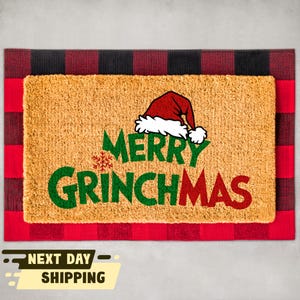 Merry Grinchmas, Coir Doormat, Funny Mat, Grinch Doormat, Christmas ...