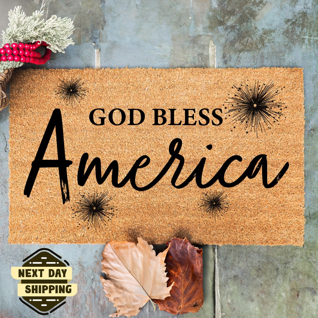 God Bless America Doormat, Patriotic Doormat, Outdoor Mat, 4th of July ...