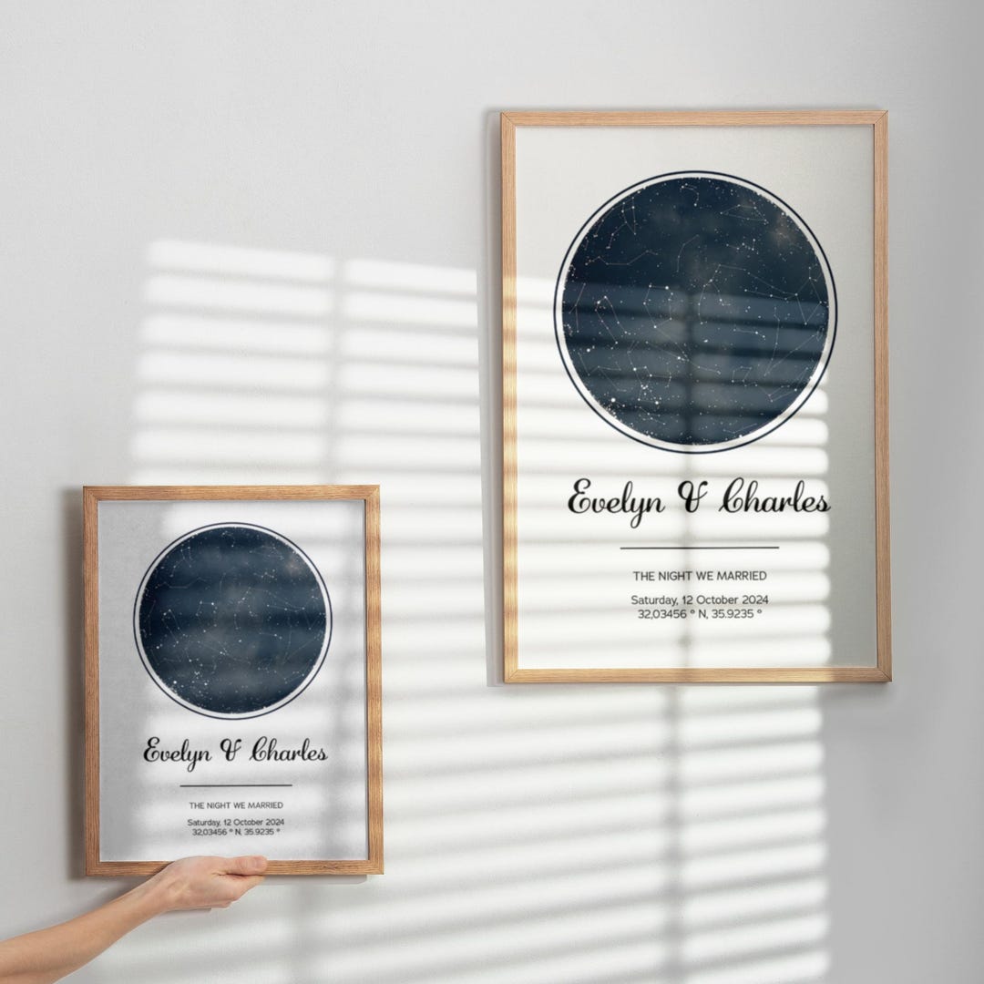 Custom Framed Star Map Print, Custom Gift, Anniversary Gift, Custom Map ...