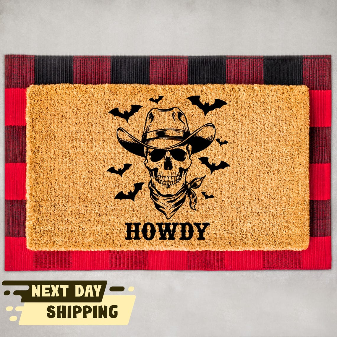 Howdy Skeleton Doormat, Western Doormat, Howdy Doormat, Cowboy Mat ...
