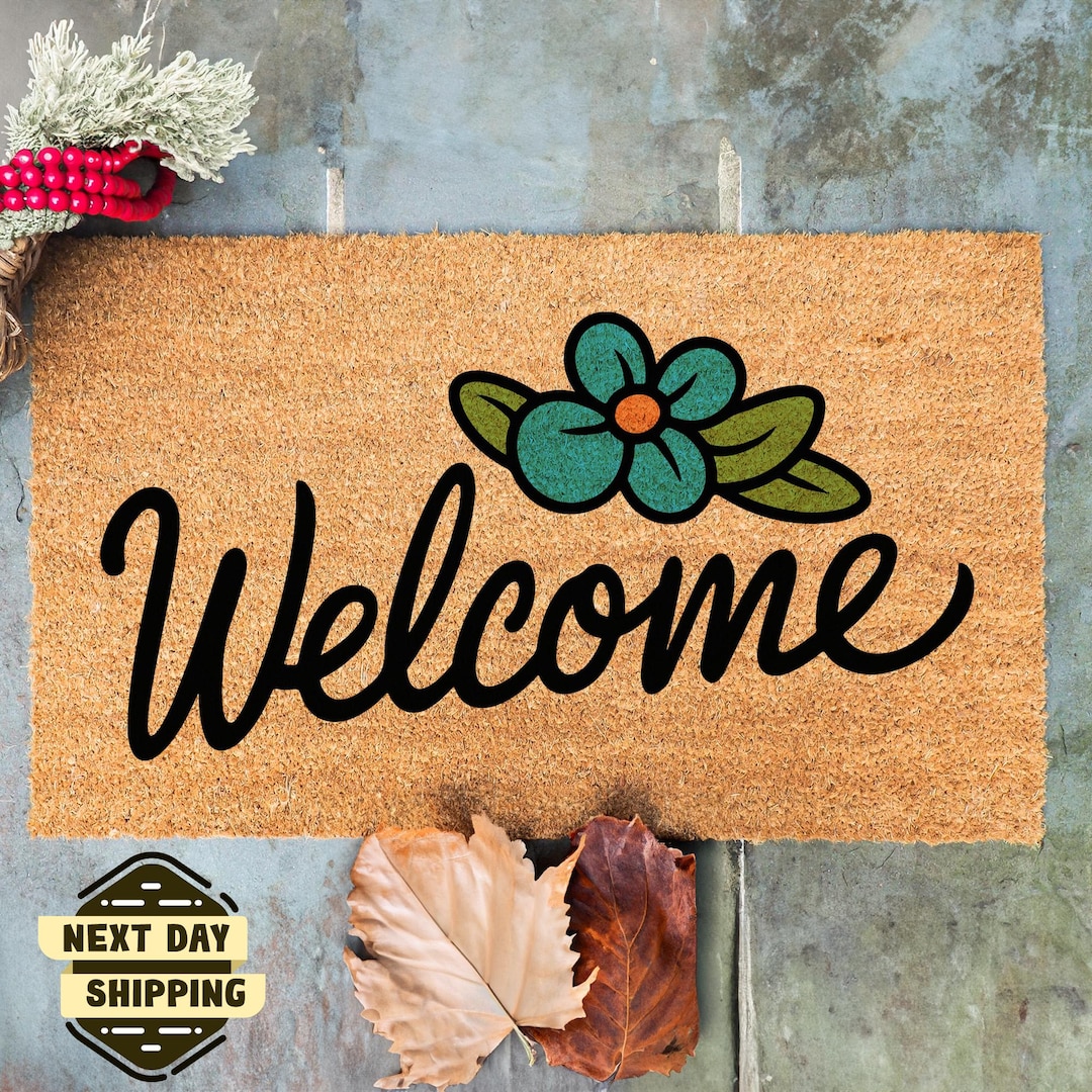 Colorful Welcome Doormat, Floral Decor, Gift for Her, New Home Gift ...