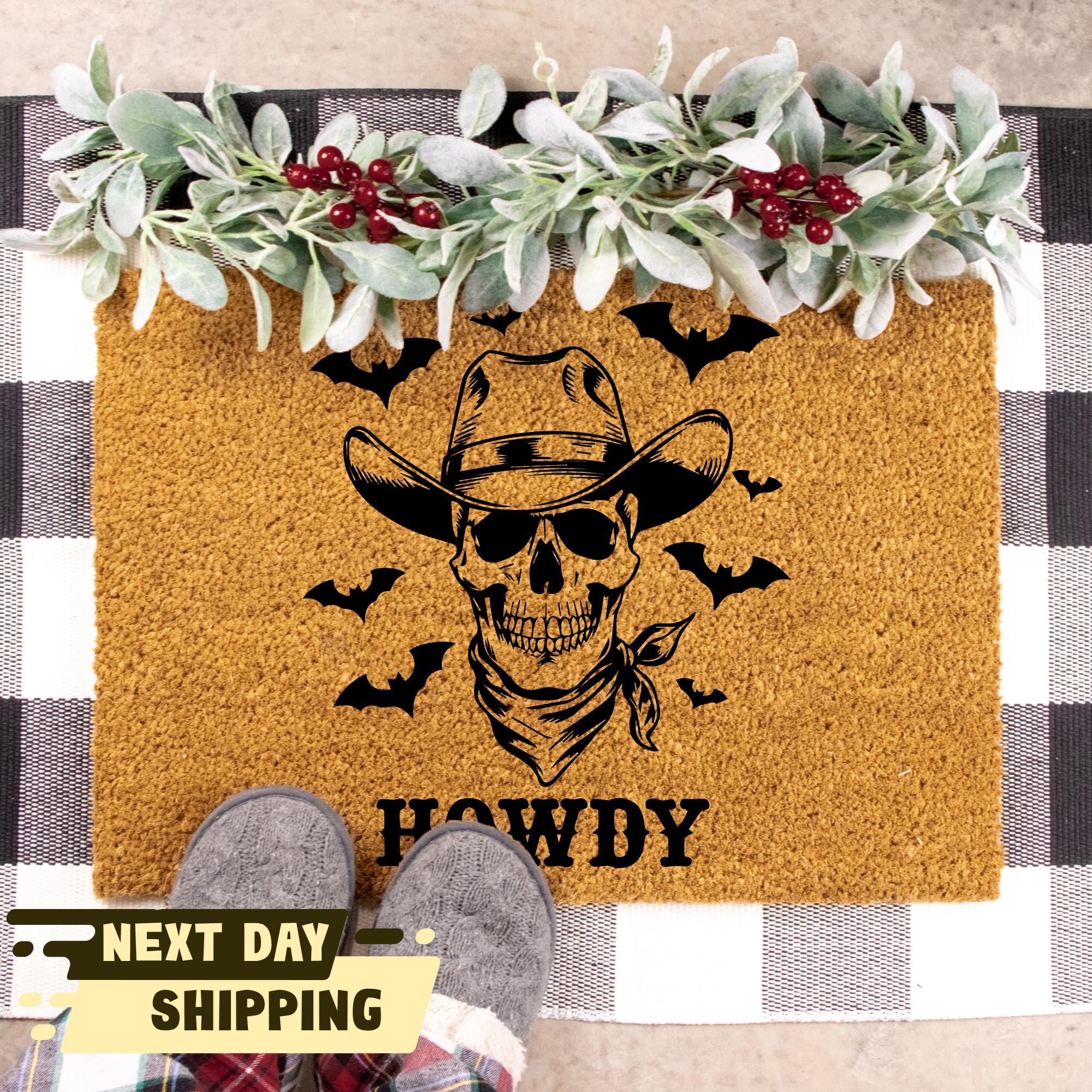 Howdy Skeleton Doormat, Western Doormat, Howdy Doormat, Cowboy Mat ...