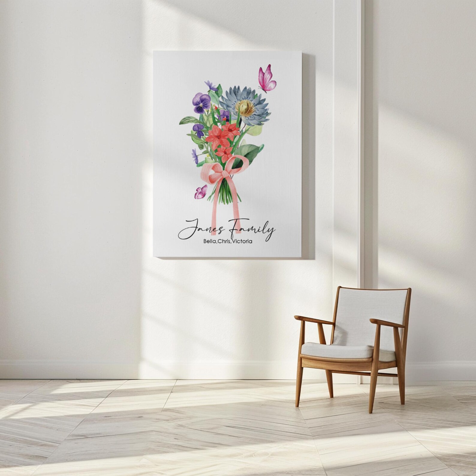 Birth Flower Art, Framed Canvas Art, Framed Art Print, Wall Decor ...