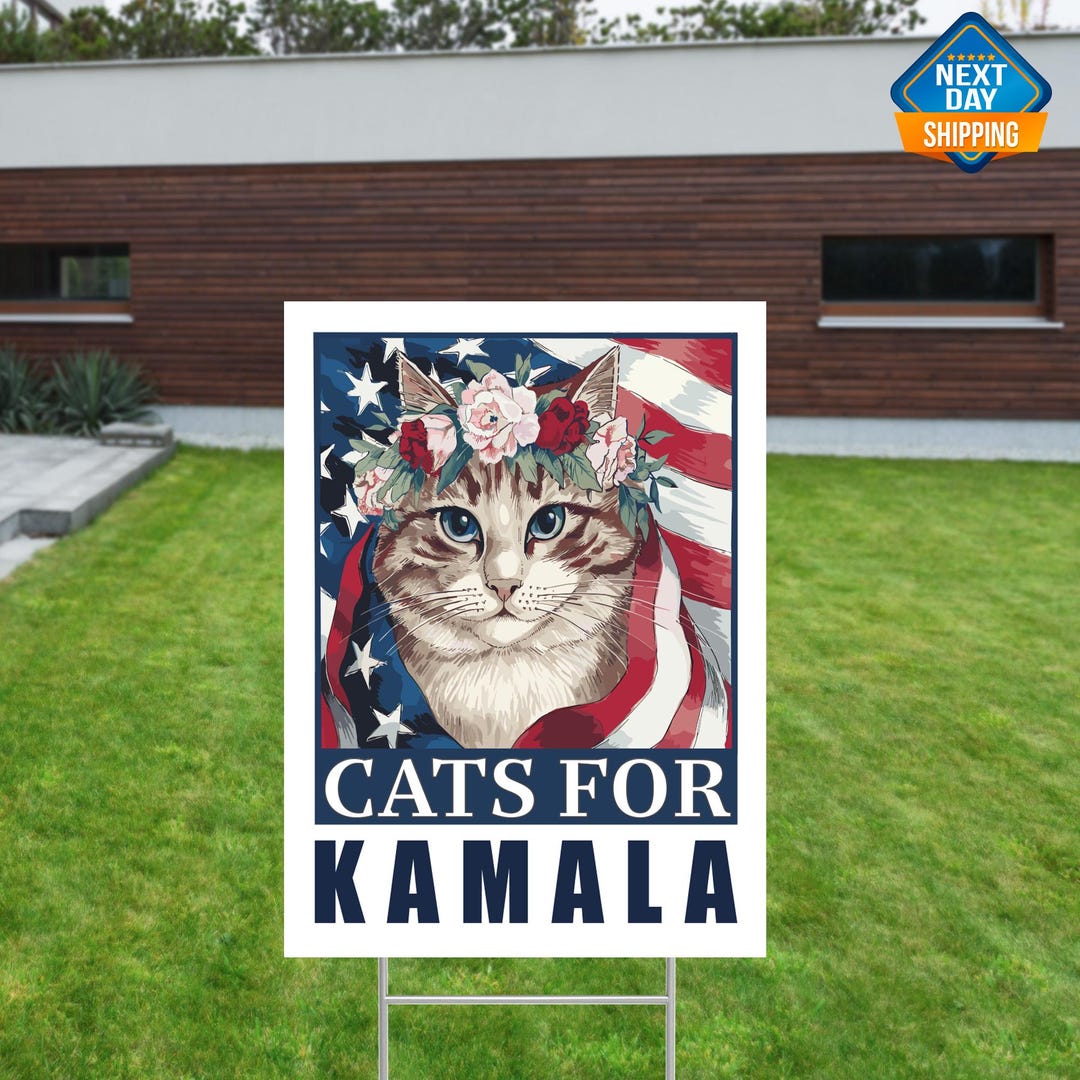 Cats for Kamala Yard Sign, Democrat Sign, Cat Lady, Cat Political Sign ...