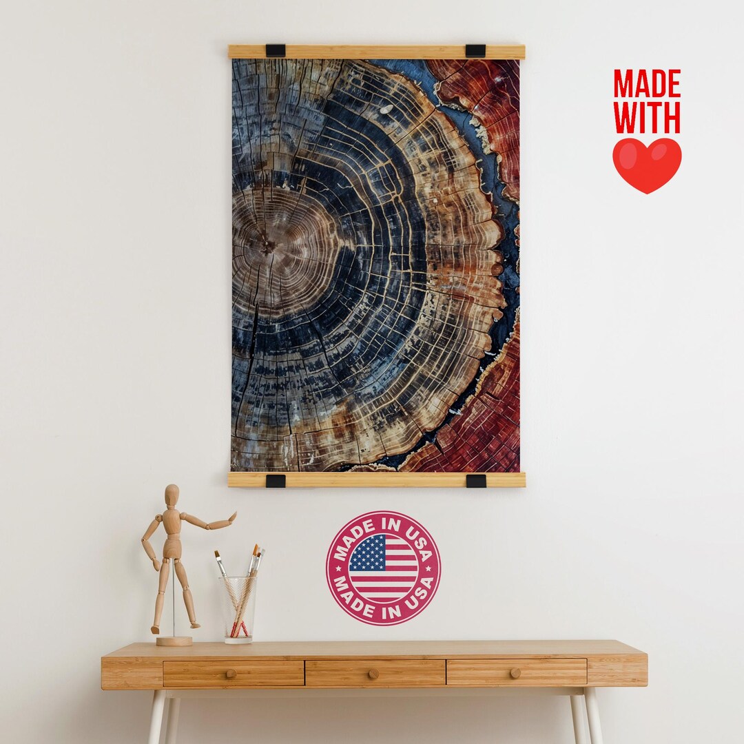 Tree Ring Hanging Canvas, Colorful Tree Ring Wall Decor, Farmhouse Wall ...