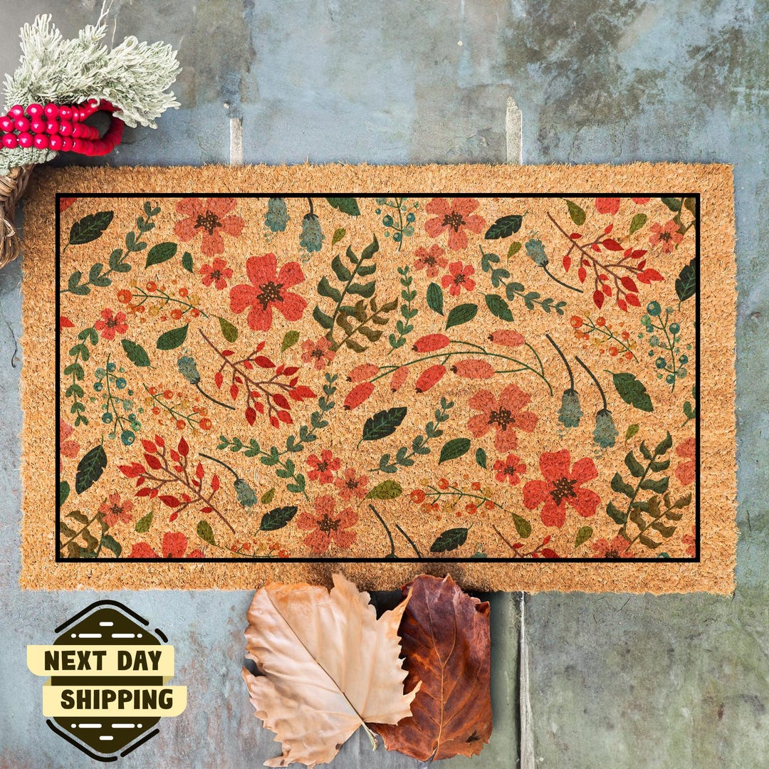 Floral Doormat, Welcome Doormat, Housewarming Gift, Boho Doormat ...