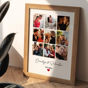 Custom Couple Photo Collage, Personalized Gift, Framed Print, Couple ...