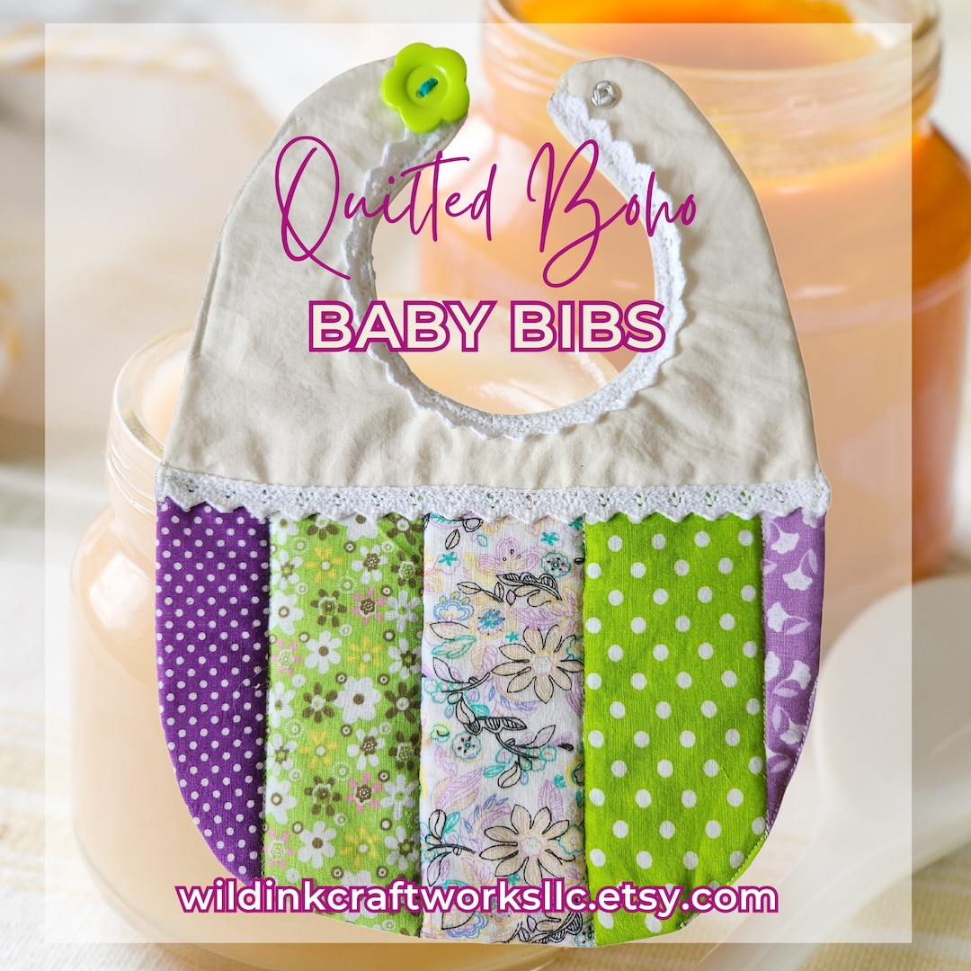 Patchwork Baby Bibs, Quilted Baby Bibs, Holly Hobbie Style, Boho ...