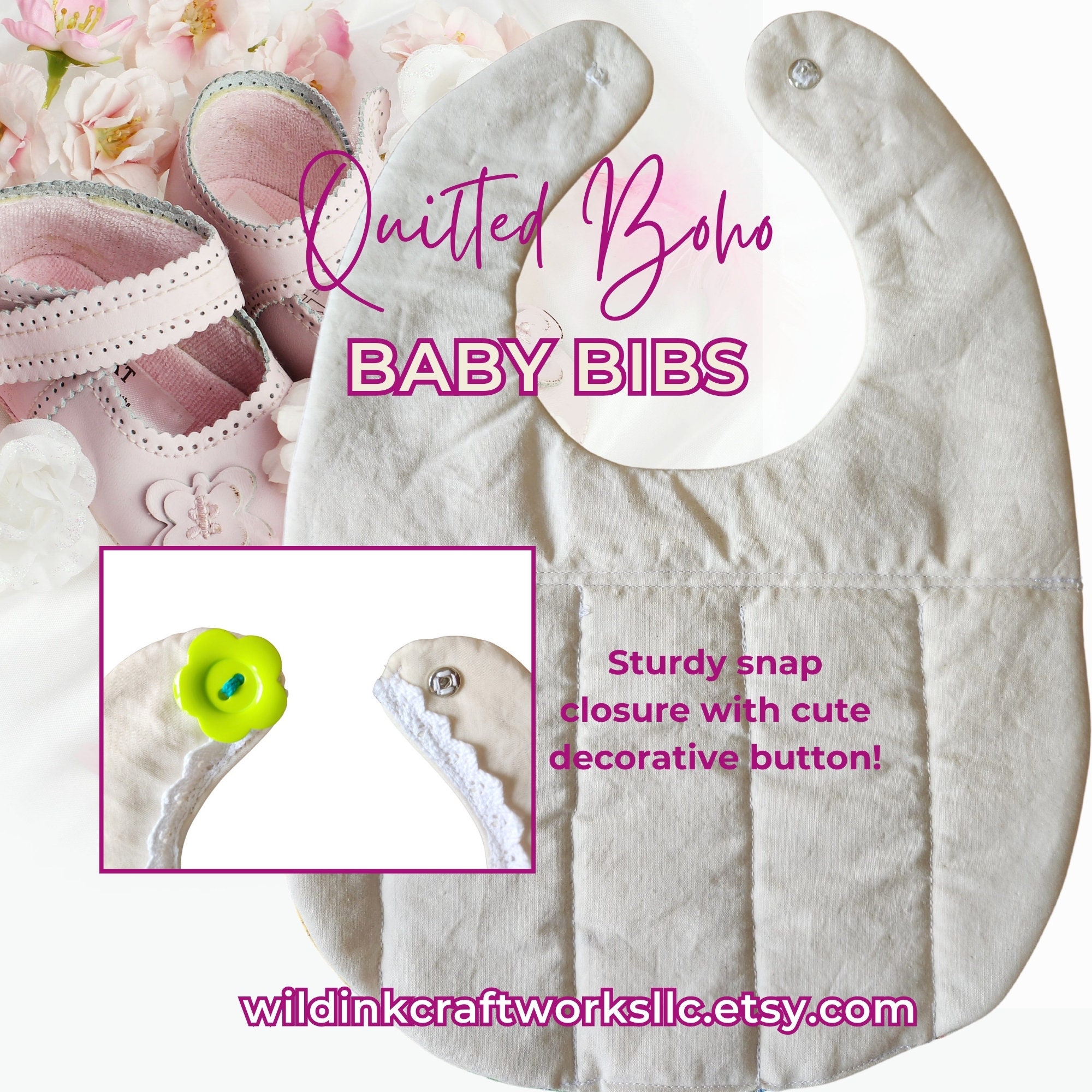 Patchwork Baby Bibs, Quilted Baby Bibs, Holly Hobbie Style, Boho ...