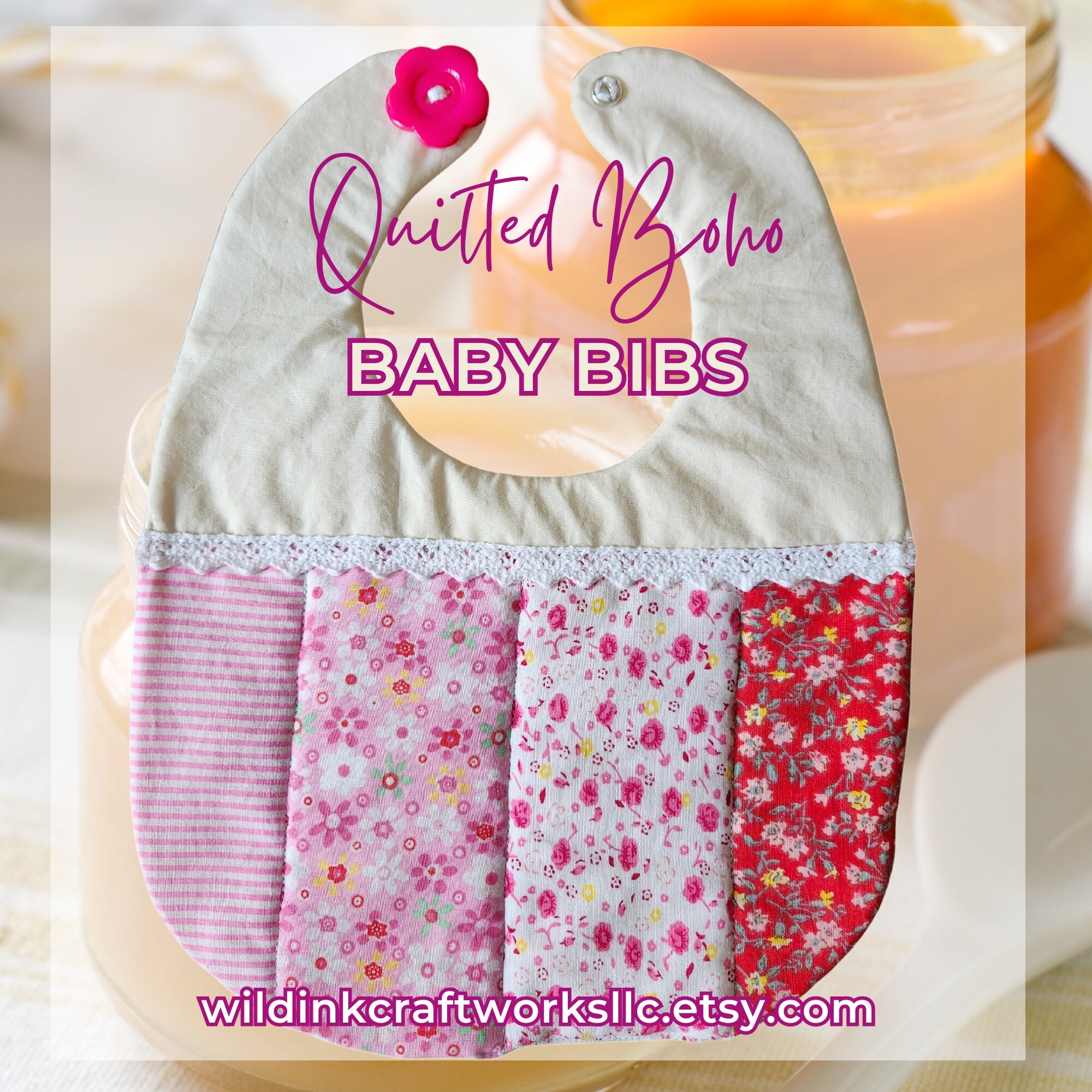 Patchwork Baby Bibs, Quilted Baby Bibs, Holly Hobbie Style, Boho ...