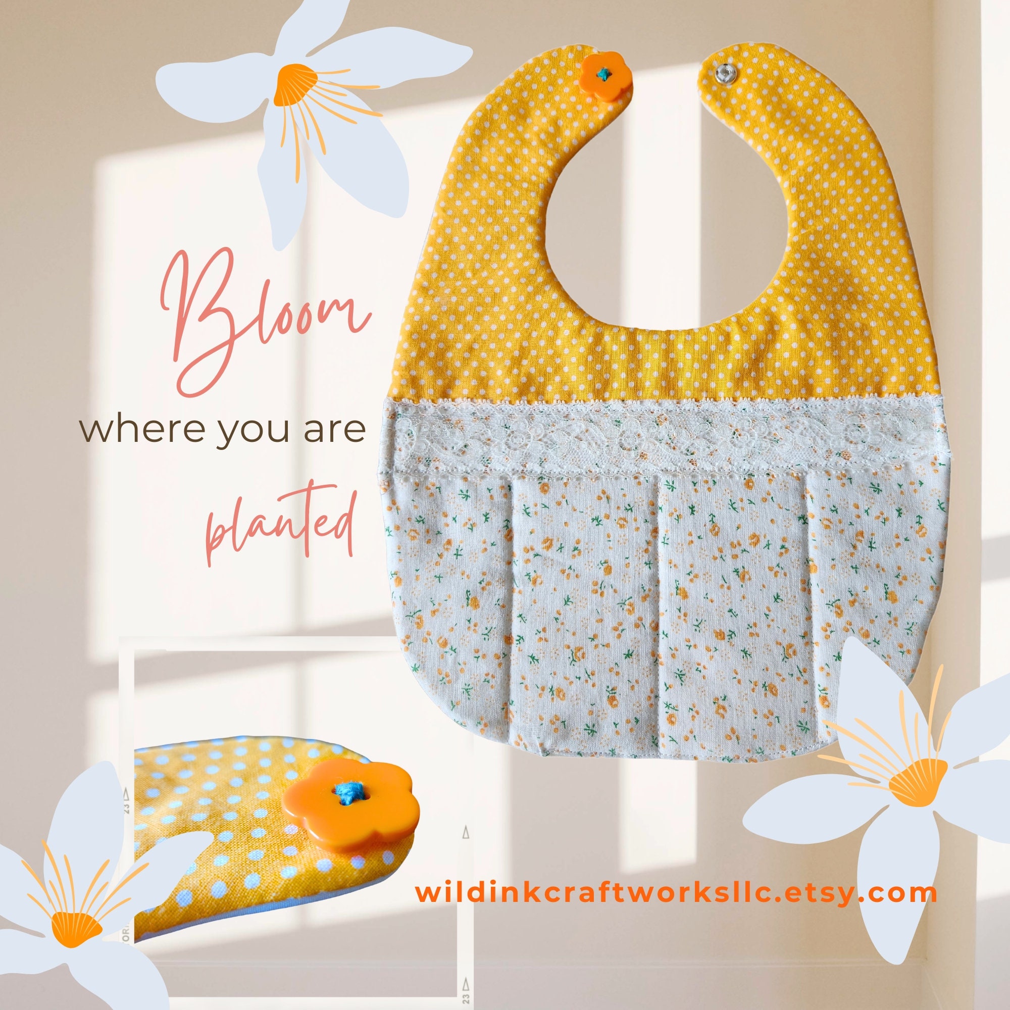 Patchwork Baby Bibs, Quilted Baby Bibs, Holly Hobbie Style, Boho ...