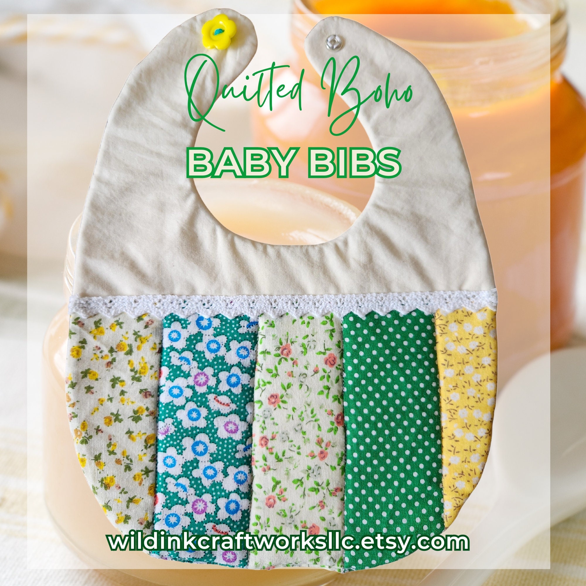 Patchwork Baby Bibs, Quilted Baby Bibs, Holly Hobbie Style, Boho ...