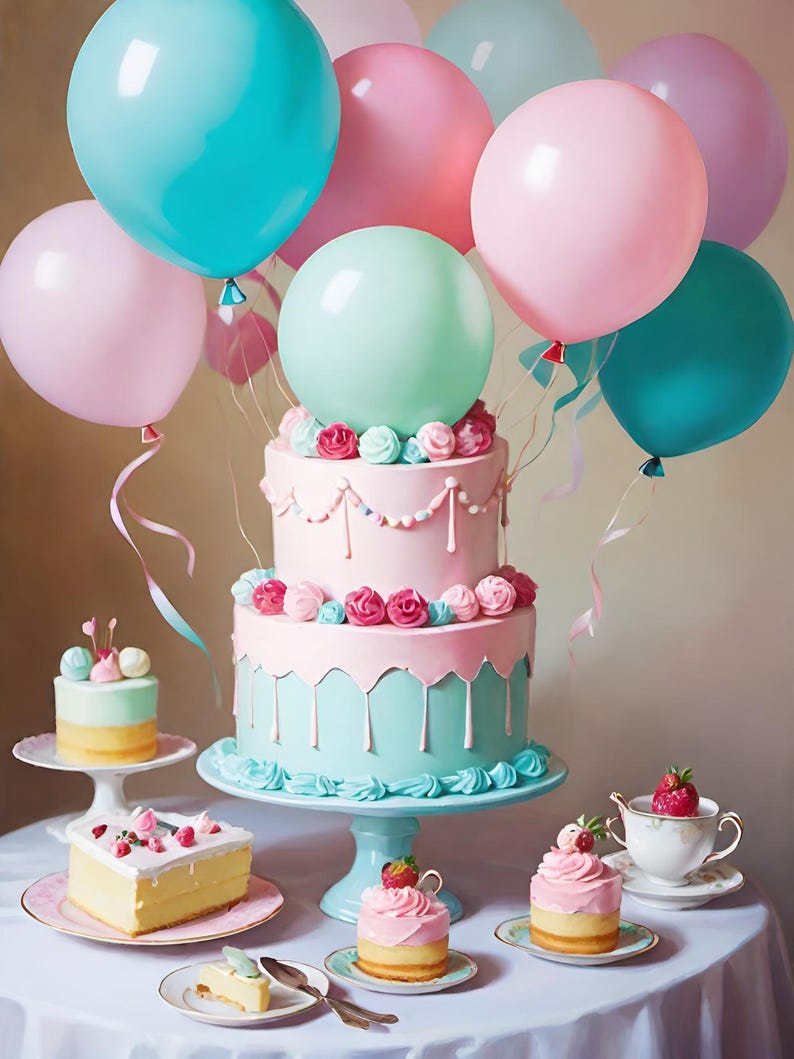 Birthday Cake Party Digital Images (4 Images) Printable Bundle - Etsy