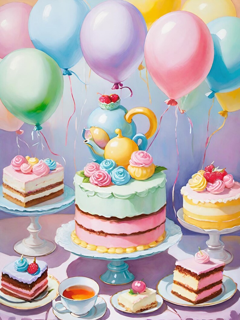 Birthday Cake Party Digital Images (4 Images) Printable Bundle - Etsy