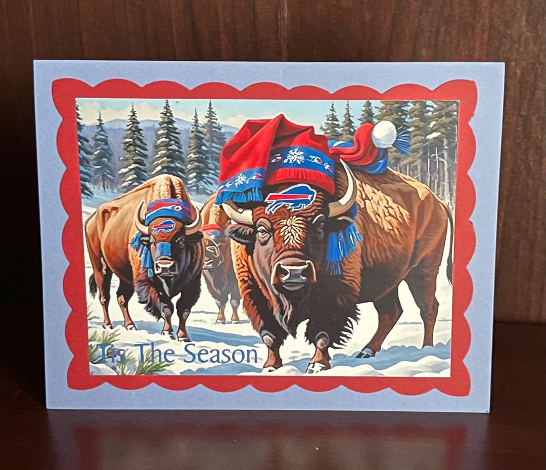 8 Buffalo Bills Christmas Bison Notecards - Etsy