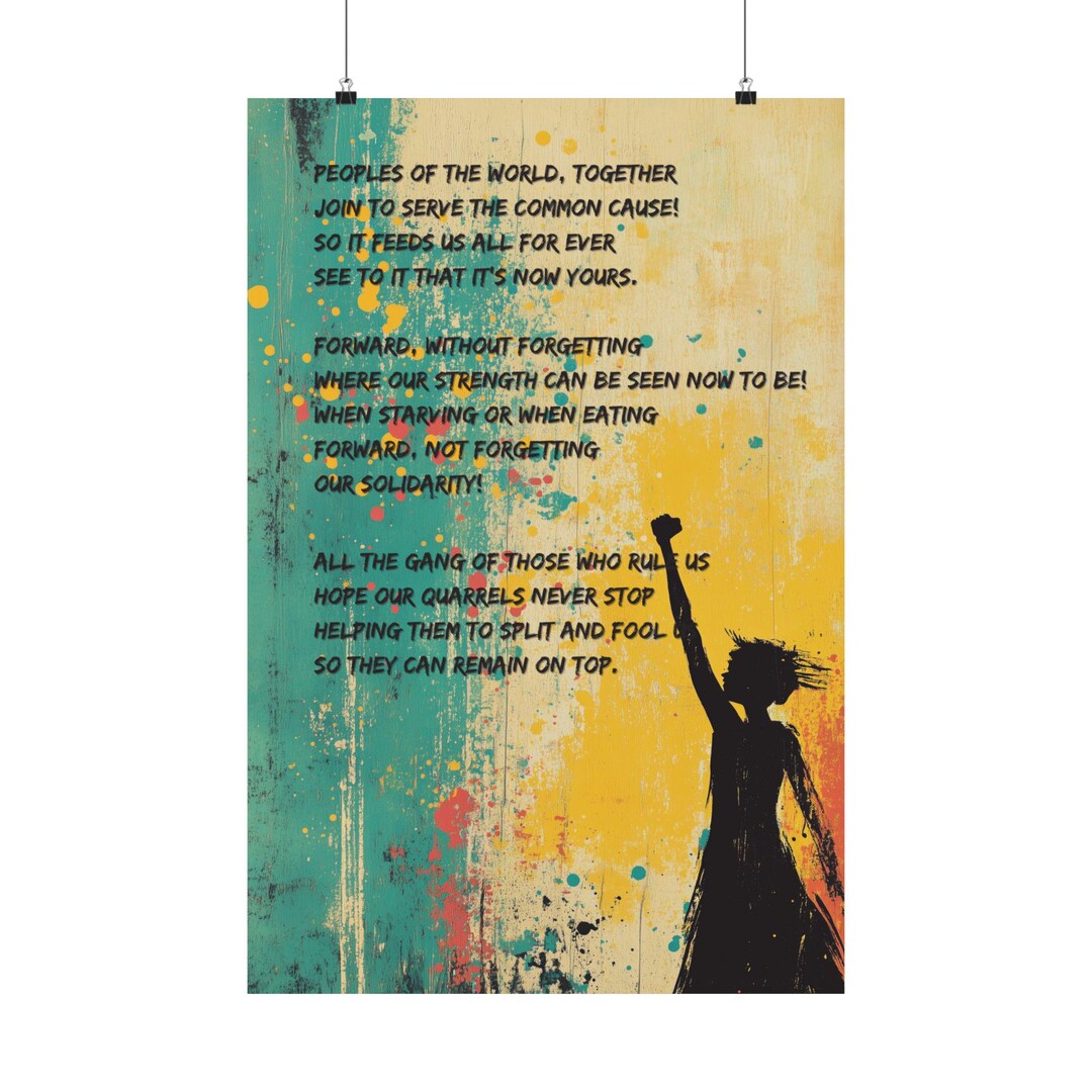 Solidarity Song Poster Wall Art Bold Protest Poem From Bertolt Brecht ...