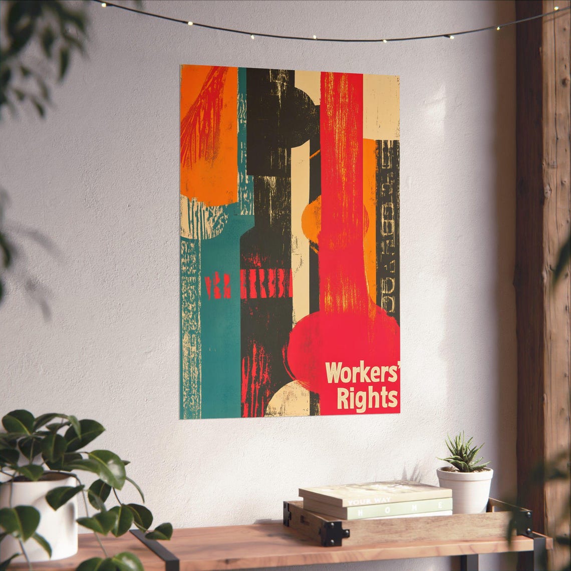 Workers' Rights Poster: Retro Abstract Art for Home Office - Etsy