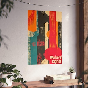 Workers' Rights Poster: Retro Abstract Art for Home Office - Etsy