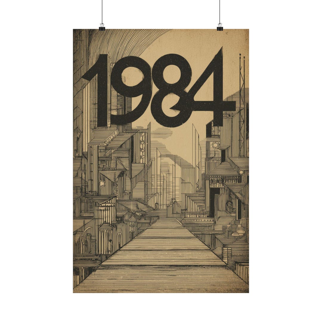 Vintage 1984 Poster: Orwell Inspired Literary Protest Art - Etsy