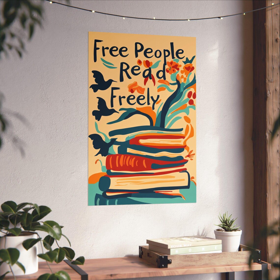 Free People Read Freely Poster: Banned Books Art, Literary Home Decor ...