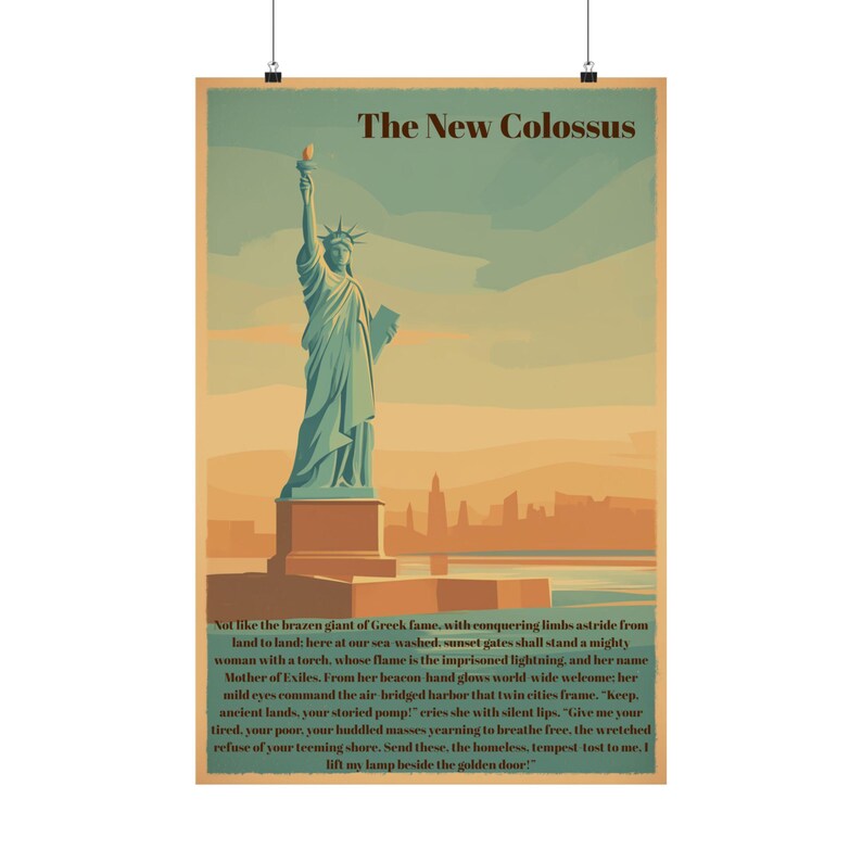 Statue of Liberty Poster: the New Colossus Poem, Immigration Art - Etsy