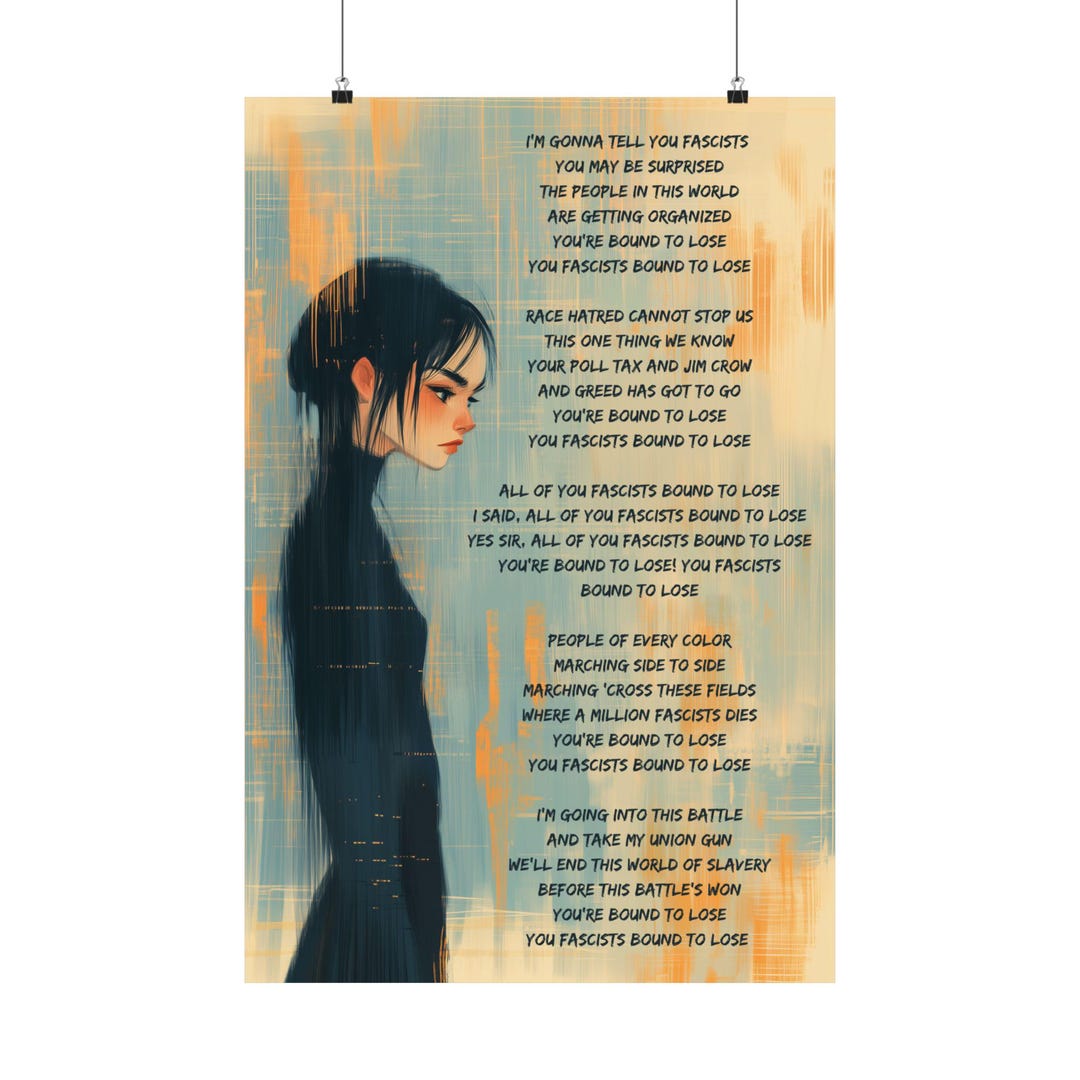 Woody Guthrie Lyrics Poster: Resist Fascism Protest Song Art - Etsy