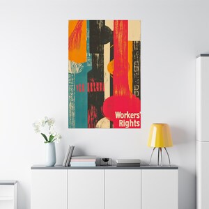Workers' Rights Poster: Retro Abstract Art for Home Office - Etsy