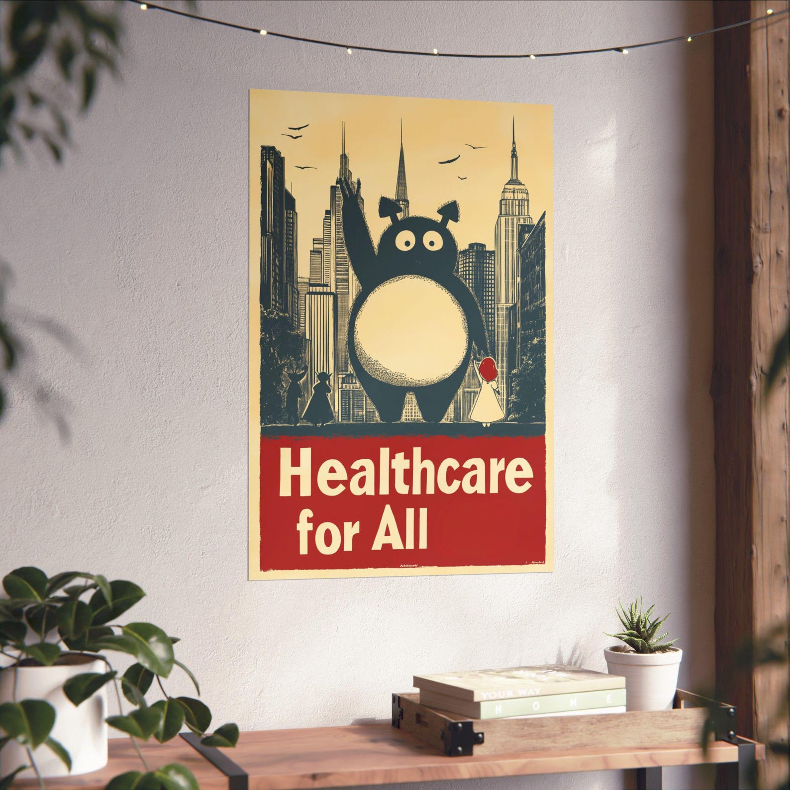 Healthcare for All Poster Wall Art Cute Retro Poster With an Adorable ...