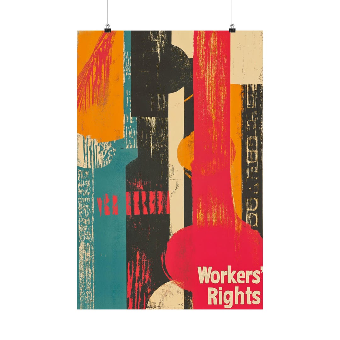 Workers' Rights Poster: Retro Abstract Art for Home Office - Etsy