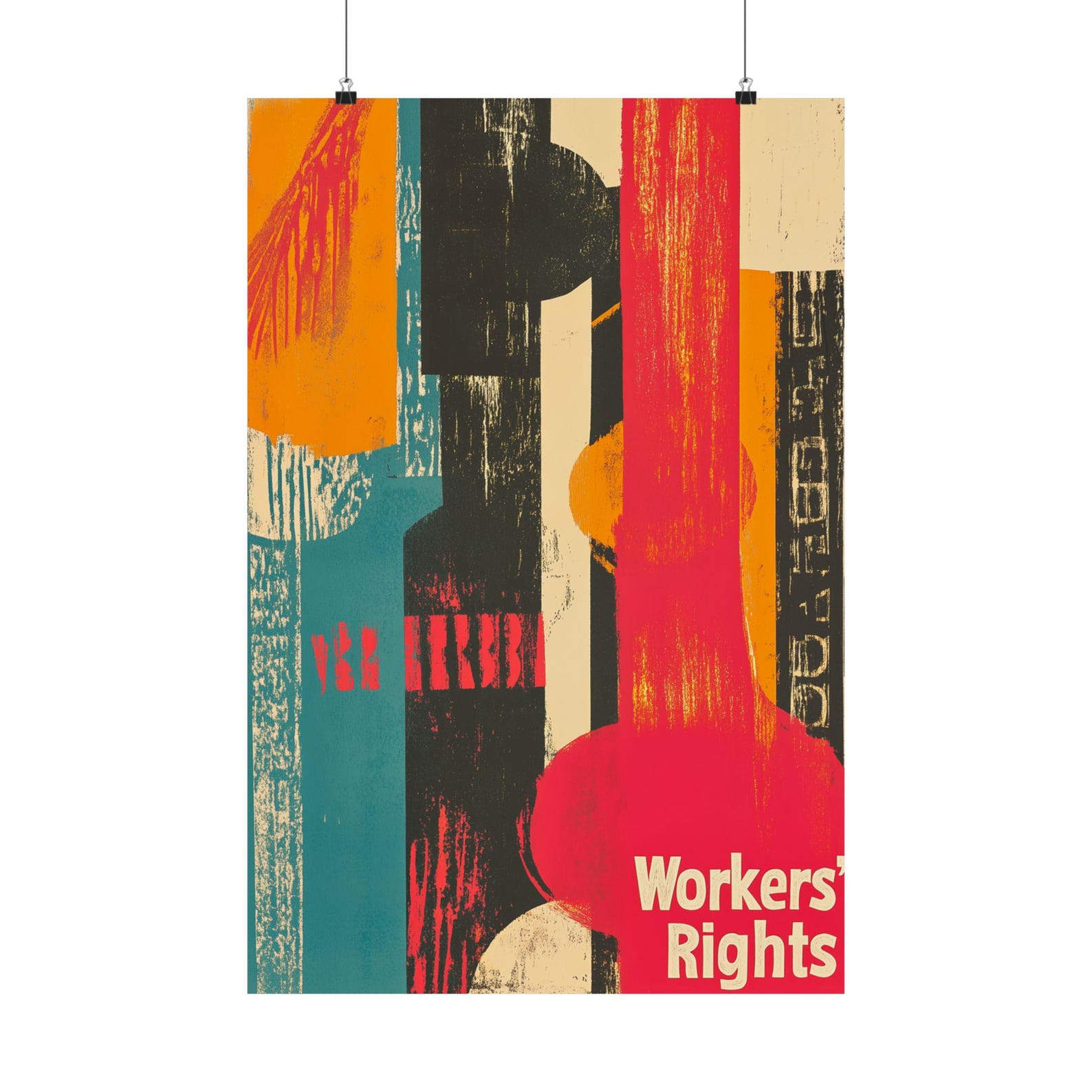 Workers' Rights Poster: Retro Abstract Art for Home Office - Etsy